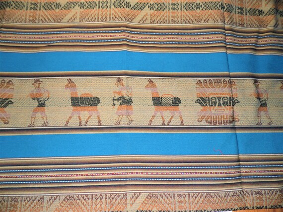 Dark Turquoise Tapestry Manta Llamas Designs from Peru | Etsy