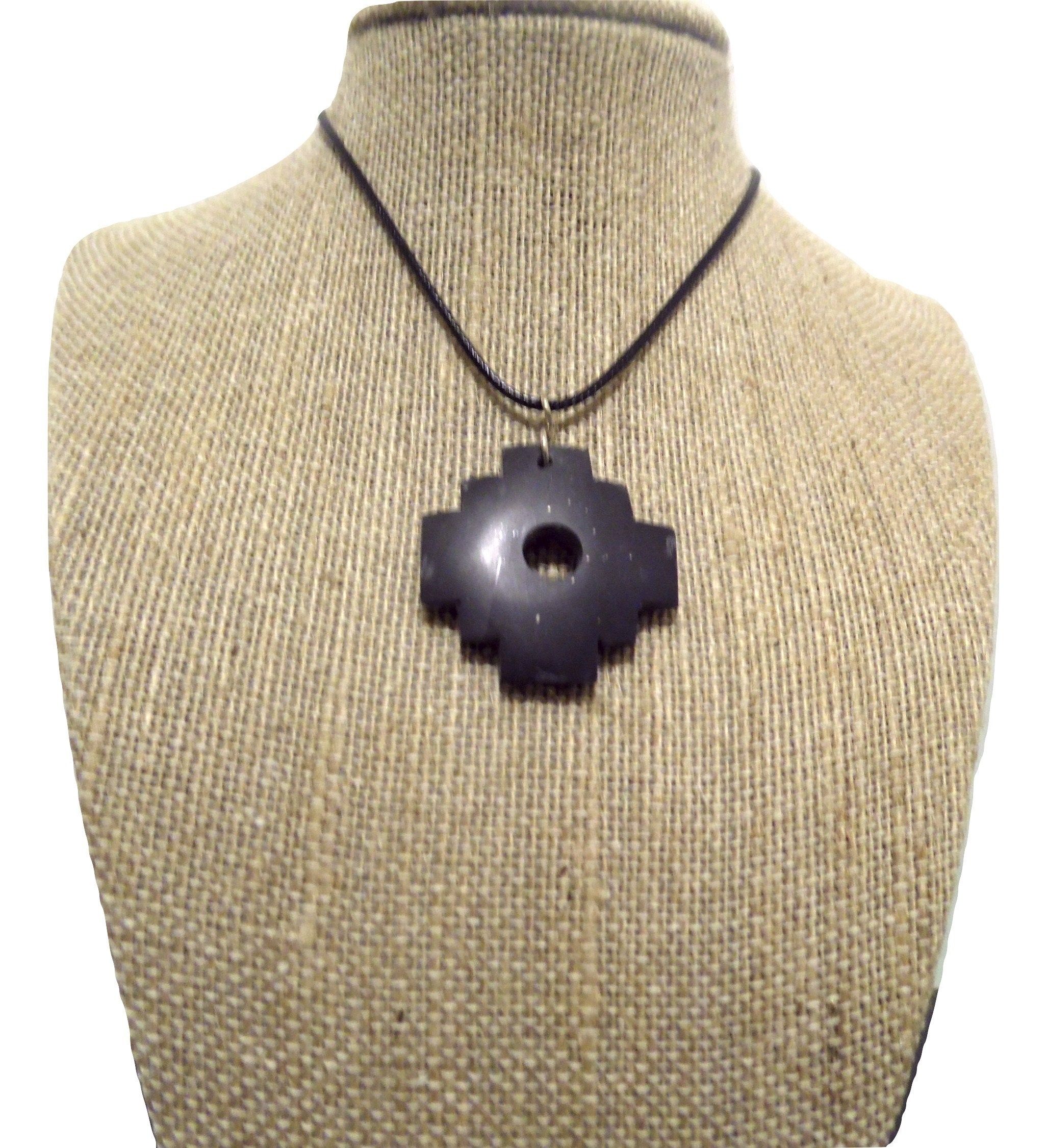Black Onyx Semiprecious Stone Chakana Inca Cross Necklace From - Etsy