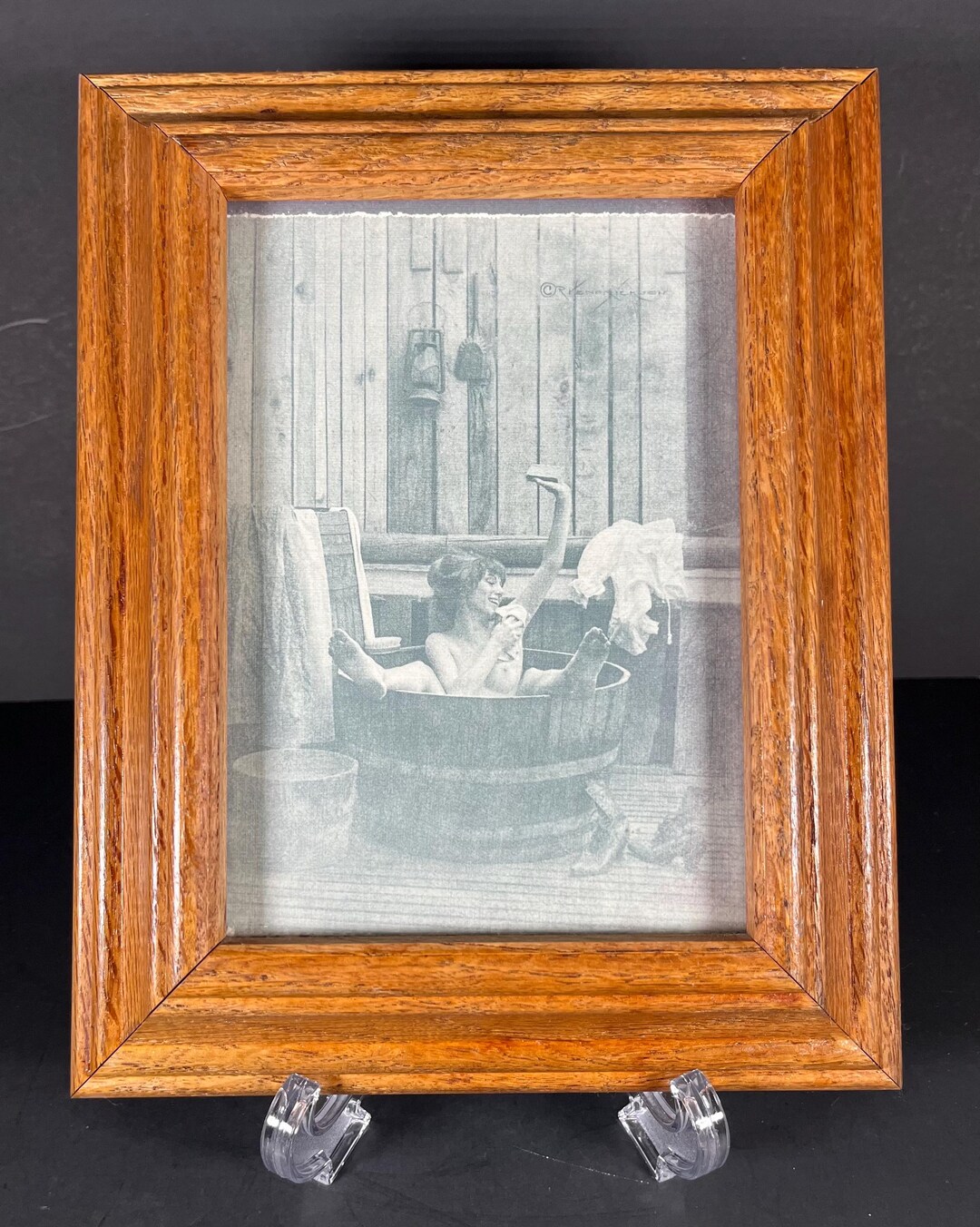 Vintage R. Hendrickson Sepia Happy Nude Woman Bathing in Half Wine ...