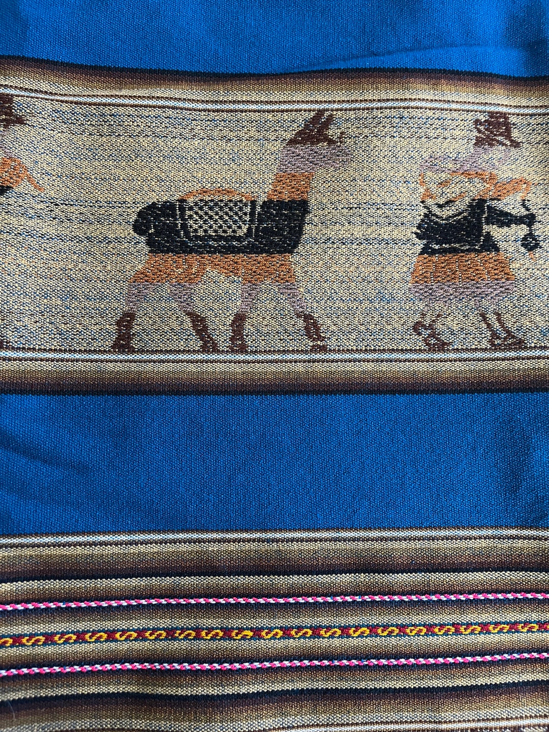 Dark Turquoise Tapestry Manta Llamas Designs From Peru - Etsy