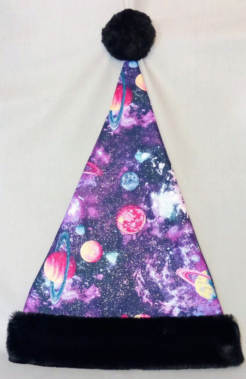 Planets Galaxy Glitter Christmas Santa Hat - Etsy