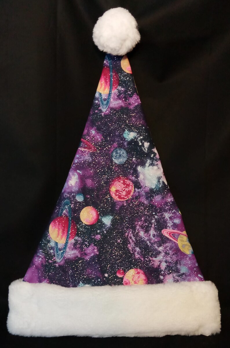 Planets Galaxy Glitter Christmas Santa Hat - Etsy