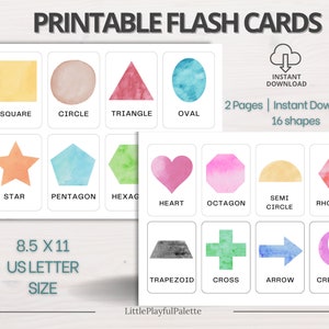 16 Watercolor Shapes / Flashcards / Preschool Materials / Homeschool ...