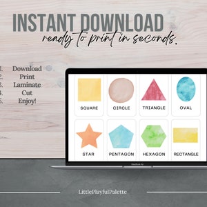 16 Watercolor Shapes / Flashcards / Preschool Materials / Homeschool ...