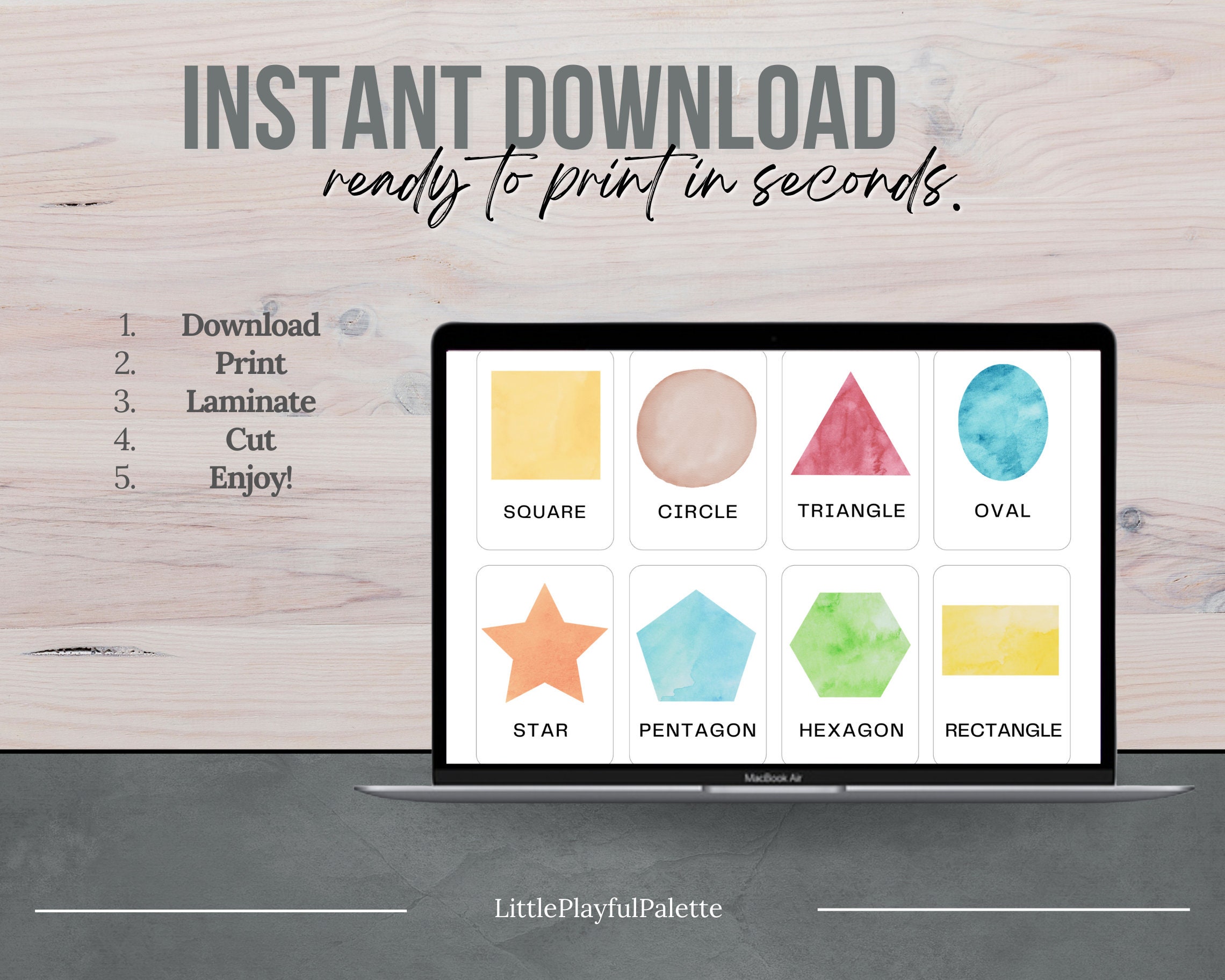 16 Watercolor Shapes / Flashcards / Preschool Materials / Homeschool ...