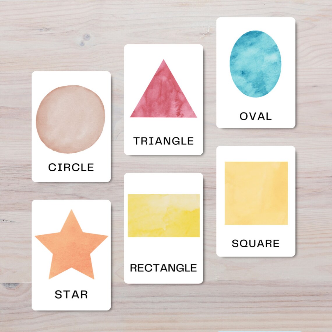 16 Watercolor Shapes / Flashcards / Preschool Materials / Homeschool ...