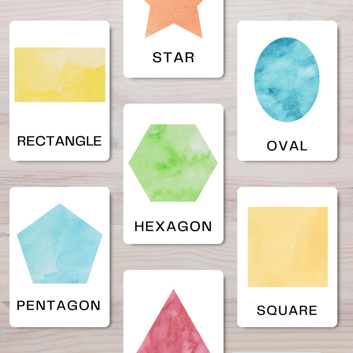 16 Watercolor Shapes / Flashcards / Preschool Materials / Homeschool ...