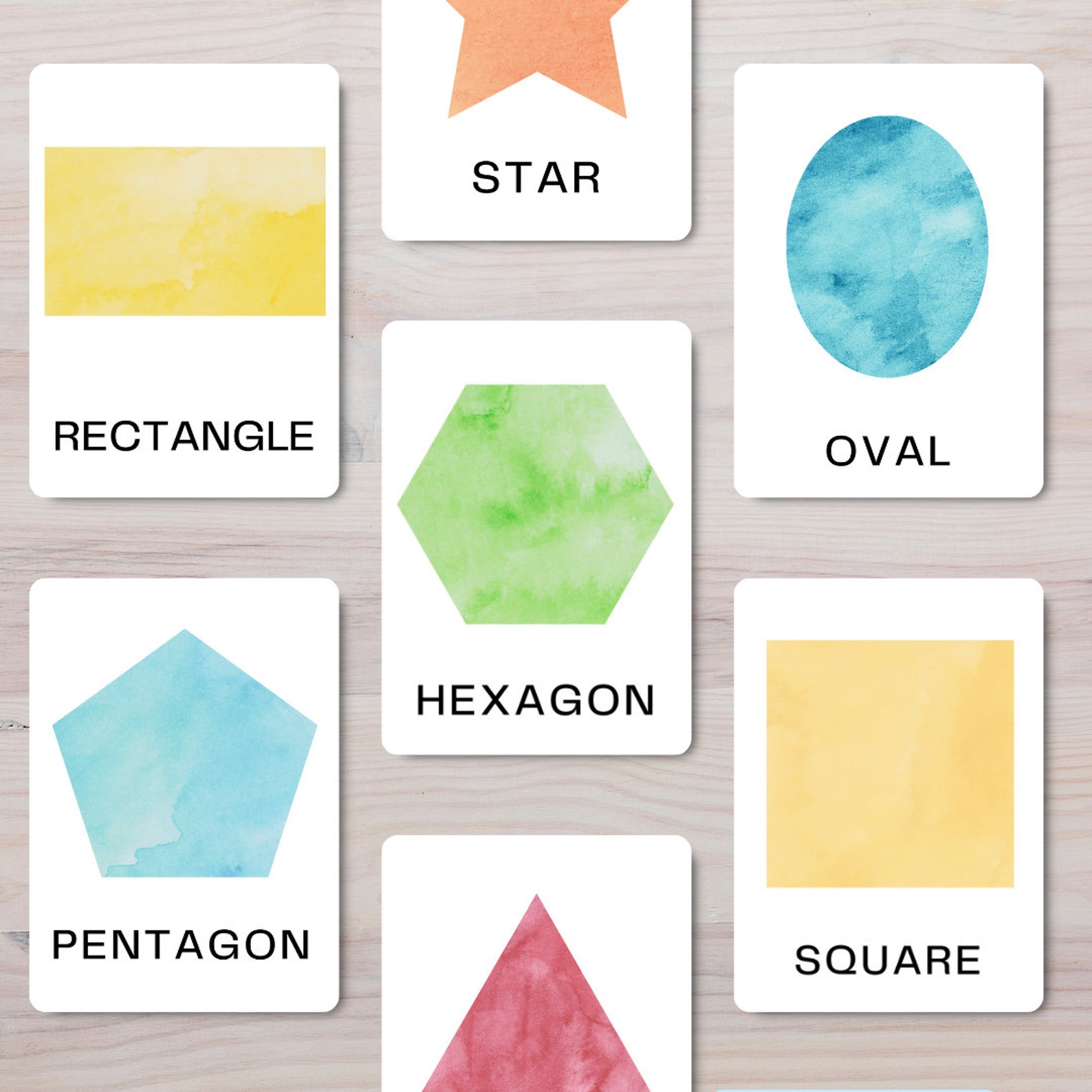 16 Watercolor Shapes / Flashcards / Preschool Materials / Homeschool ...