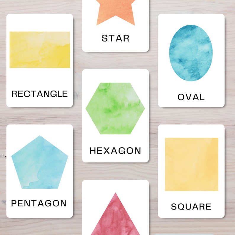 16 Watercolor Shapes / Flashcards / Preschool Materials / Homeschool ...