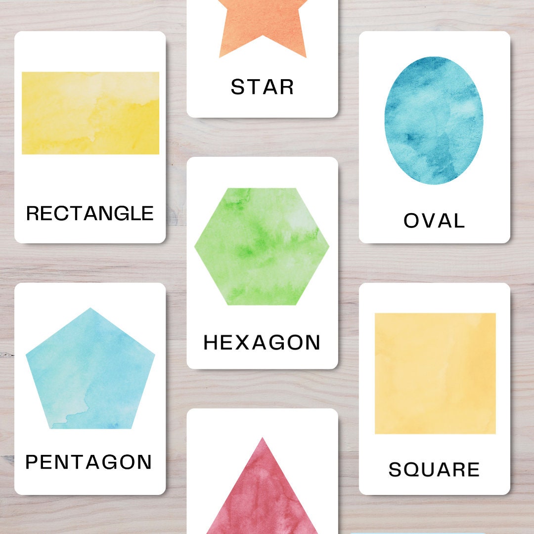 16 Watercolor Shapes / Flashcards / Preschool Materials / Homeschool ...