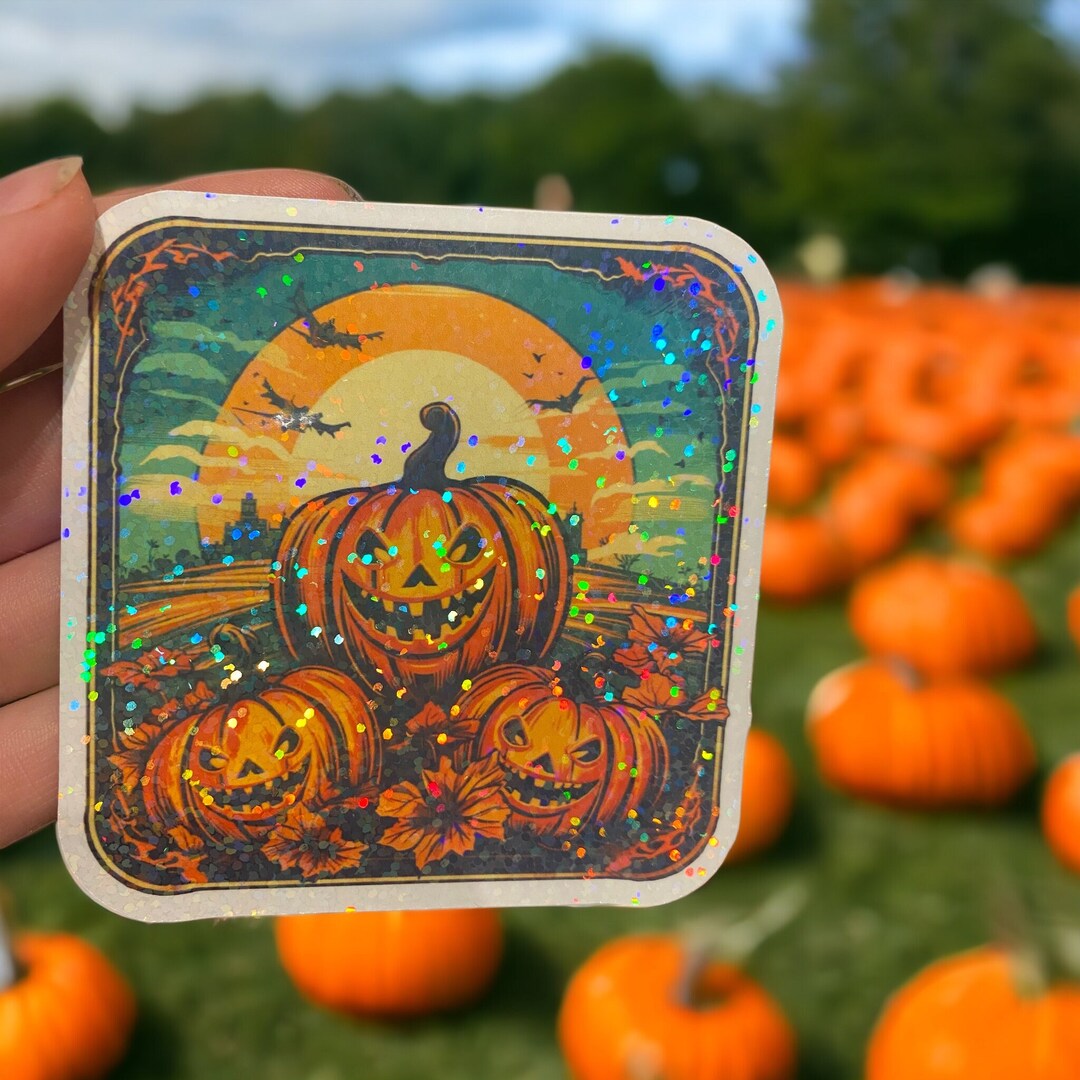 Holographic Vintage Halloween Sticker Sparkly Holographic - Etsy