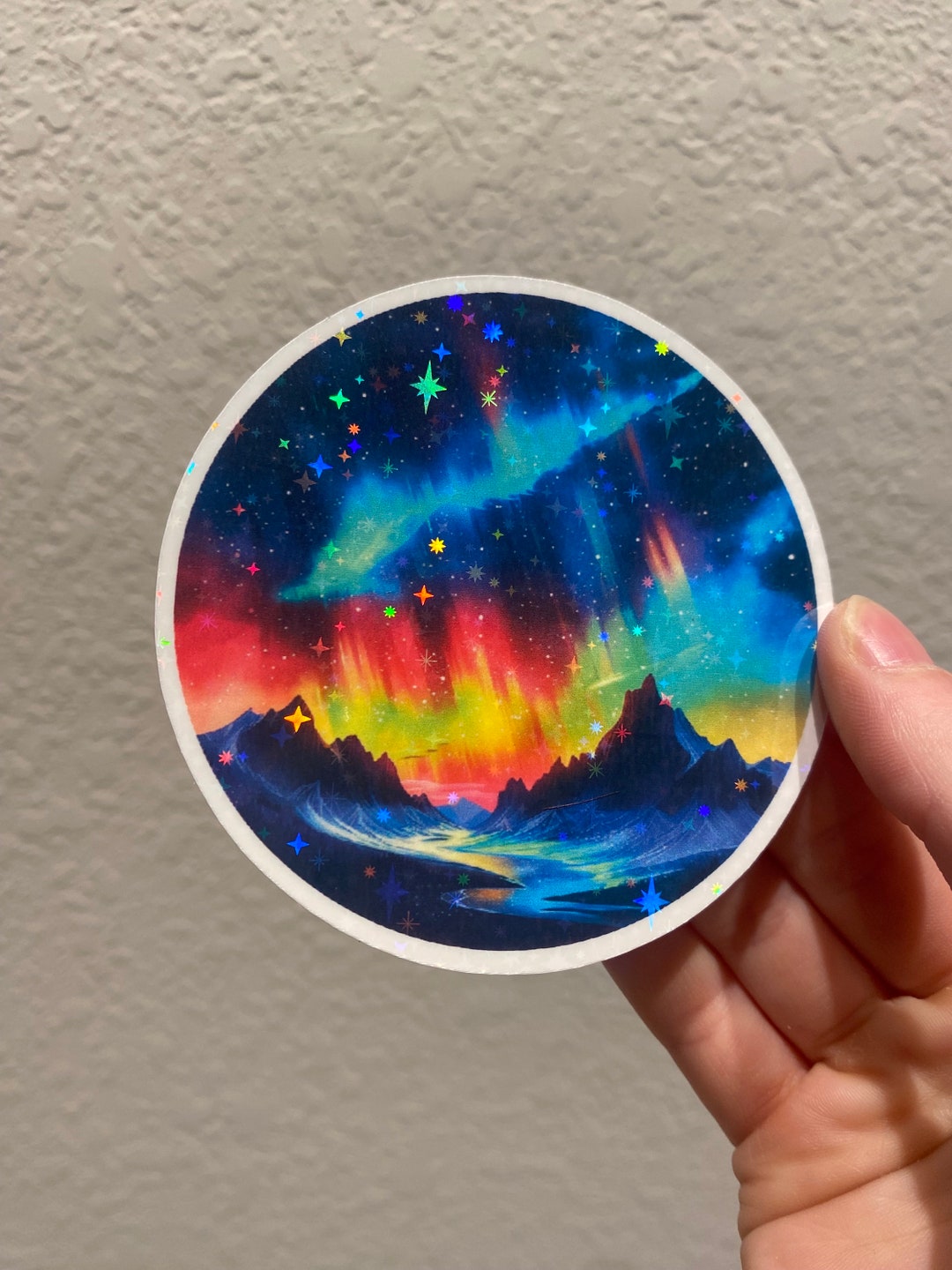 Northern Lights Holographic Sticker Aurora Borealis With Starry ...