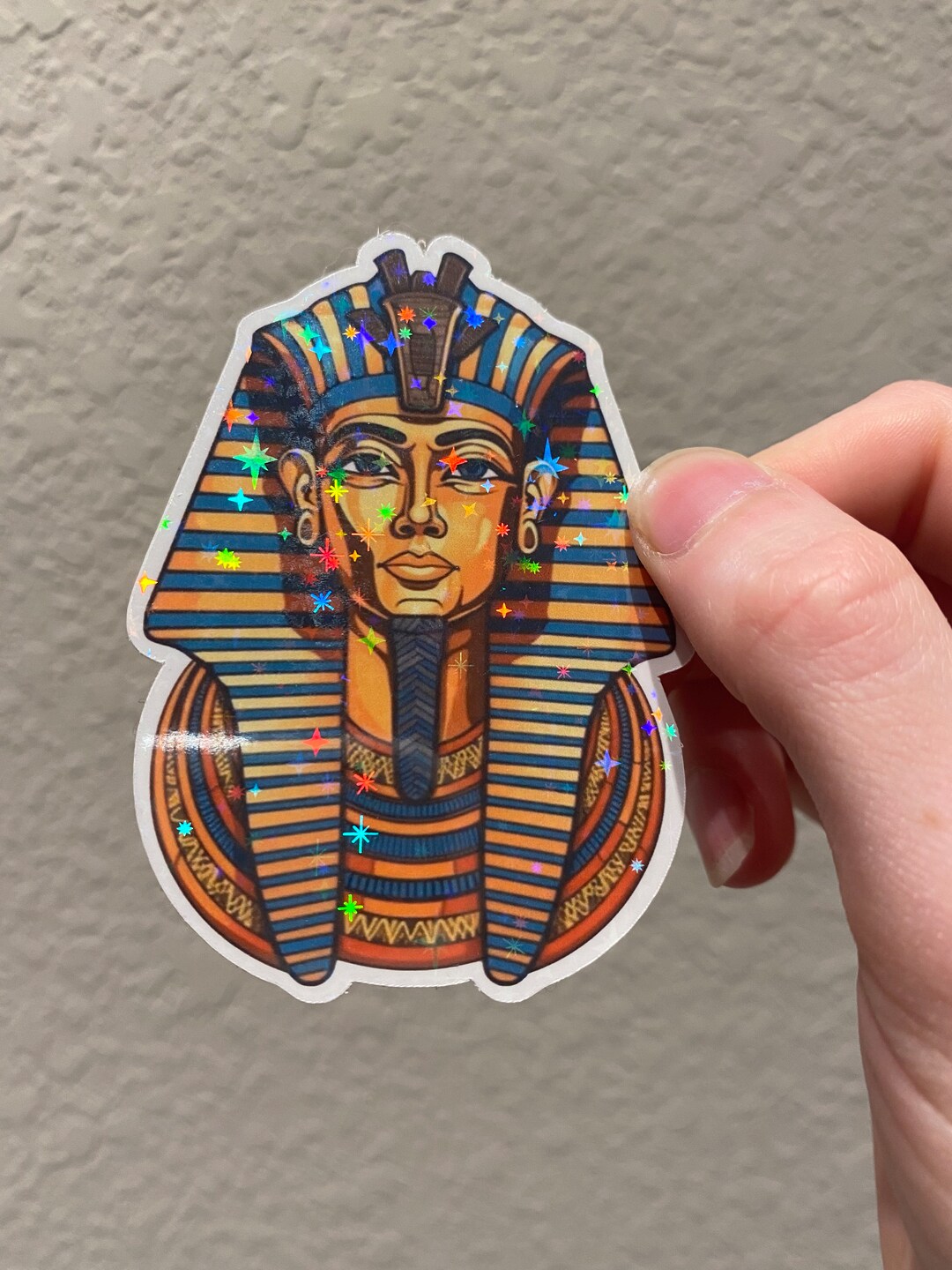 Egyptian Pharaoh Holographic Vinyl Sticker Starry Holographic Effect ...