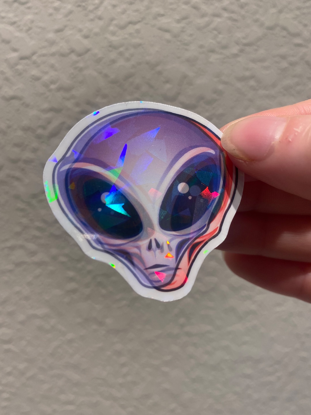Psychedelic Alien Holographic Vinyl Sticker - Broken Glass Effect ...