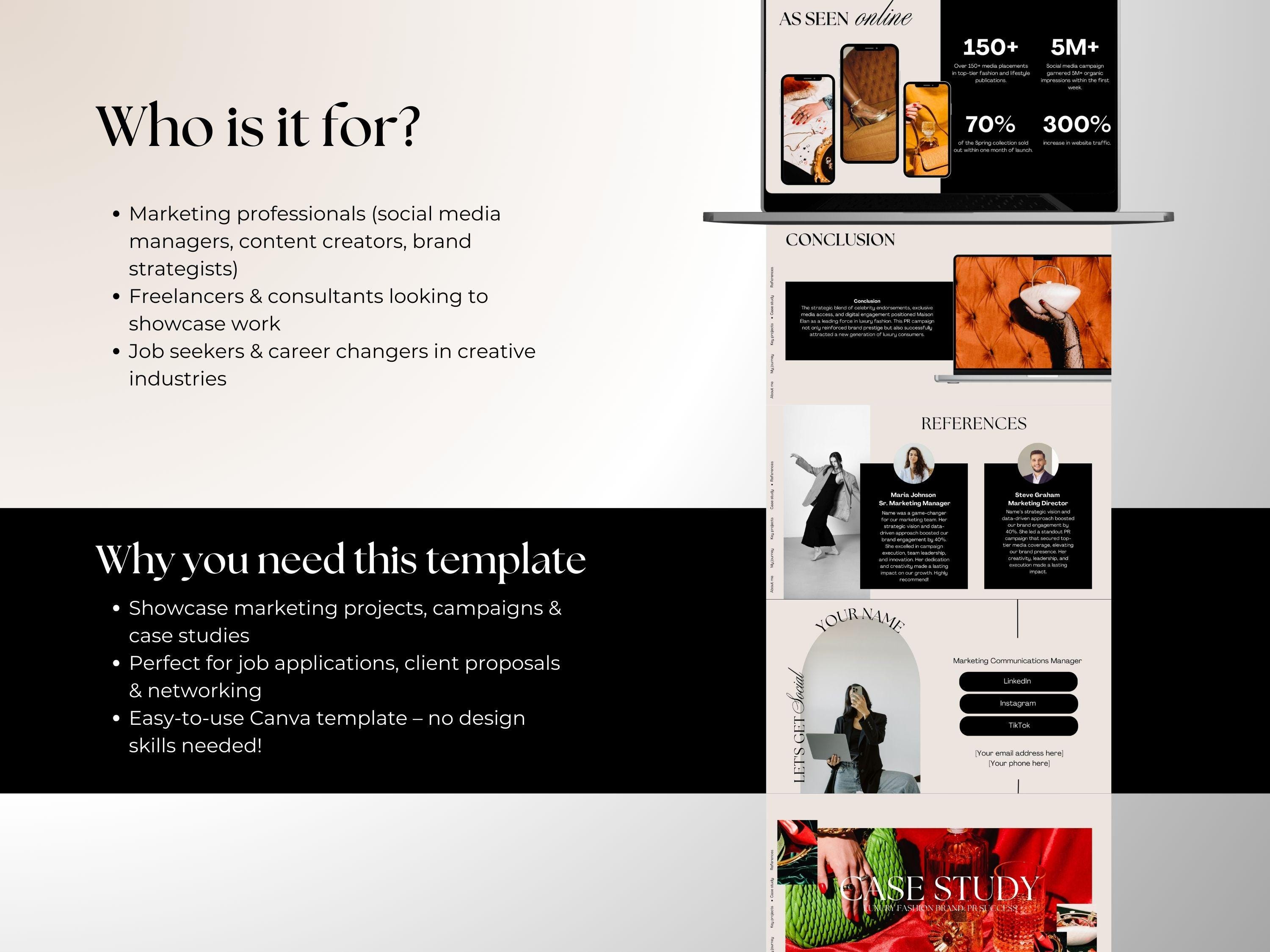 Digital Portfolio Template | Editable in Canva | Marketing Resume ...