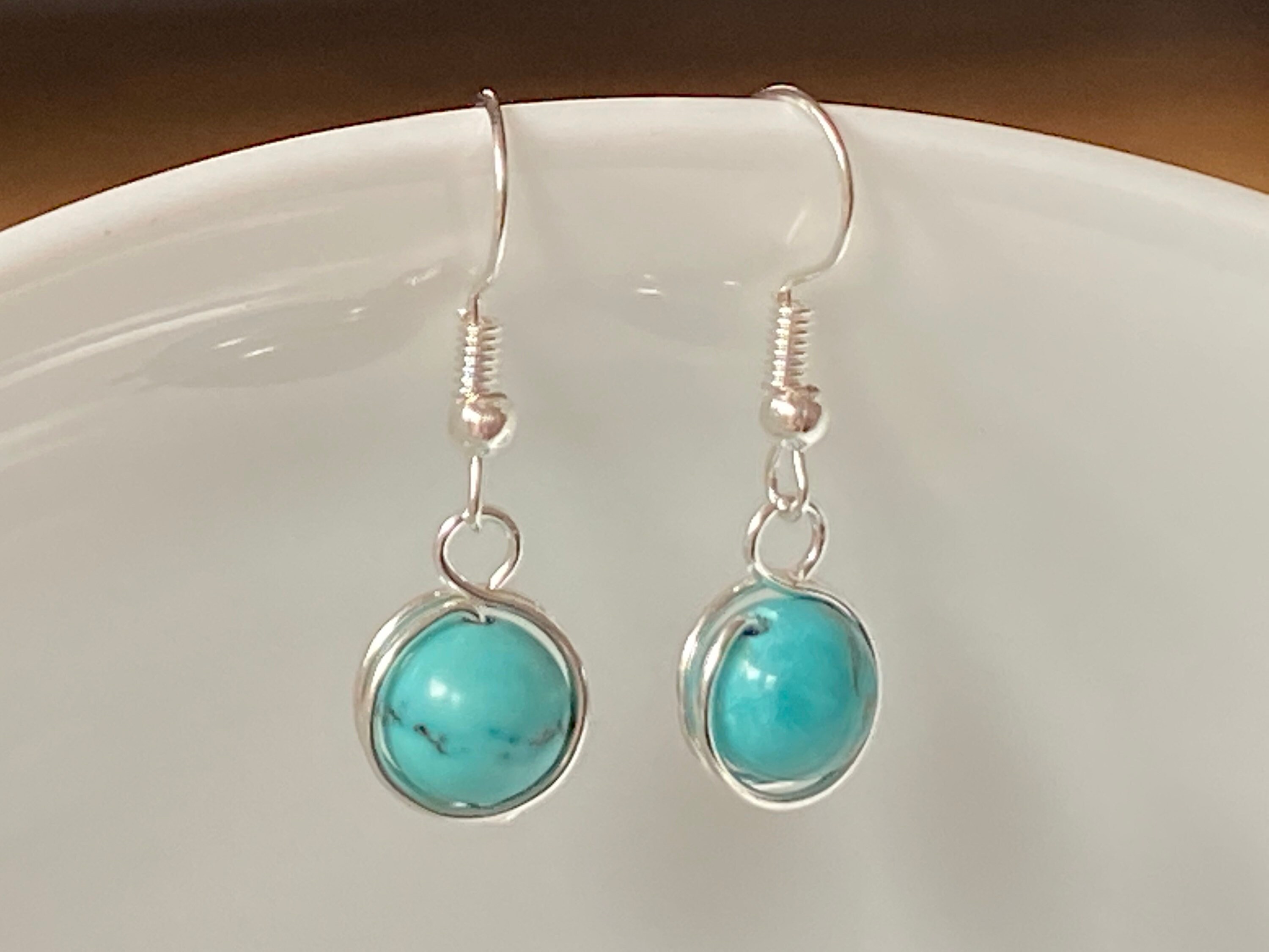 Turquoise earrings. Turquoise and silver earrings. Summer | Etsy