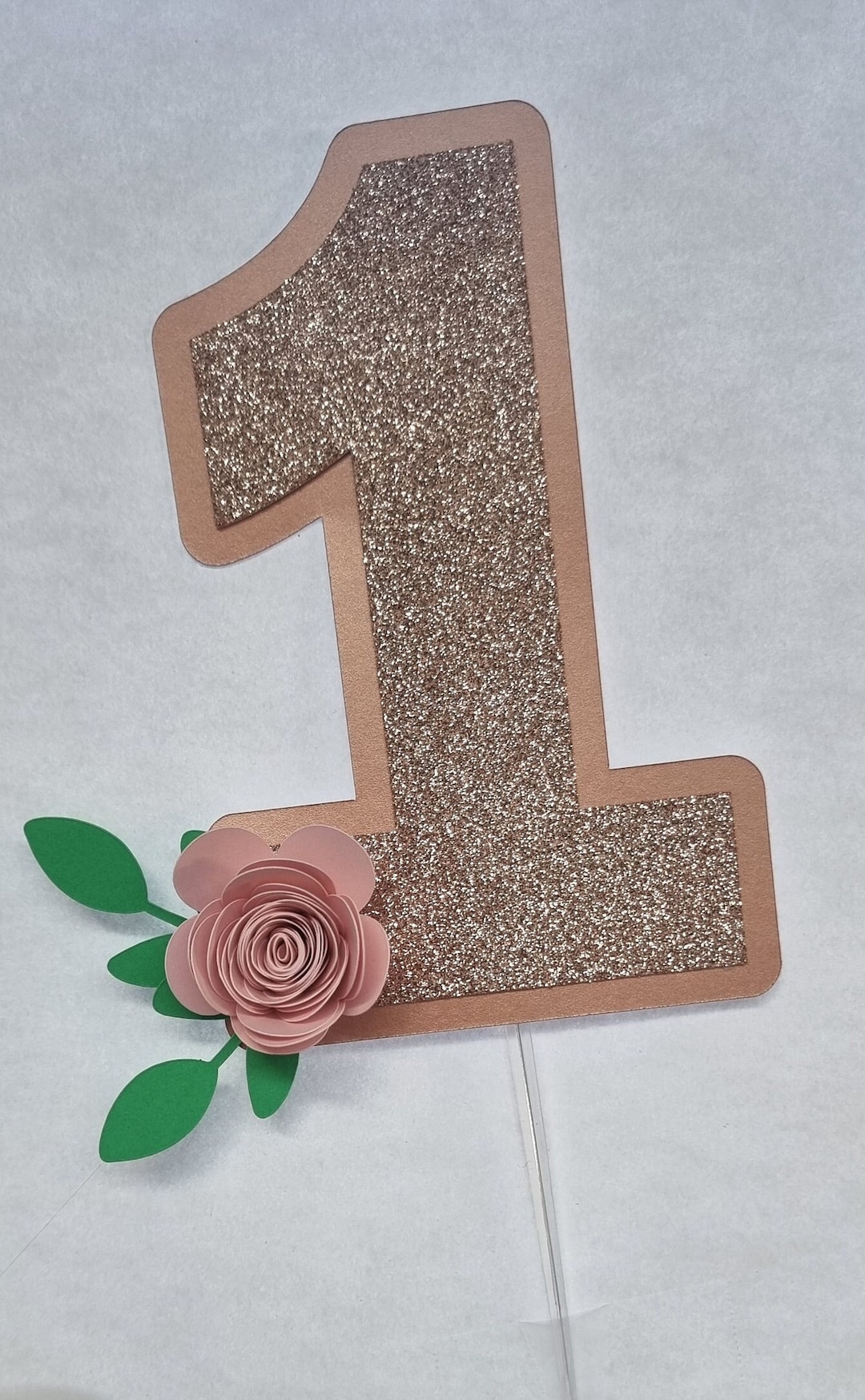 Rose Gold Number 1 First Birthday Cake Topper Floral. - Etsy