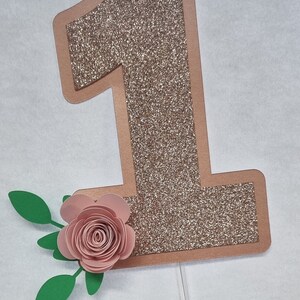 Rose Gold Number 1 First Birthday Cake Topper Floral. - Etsy