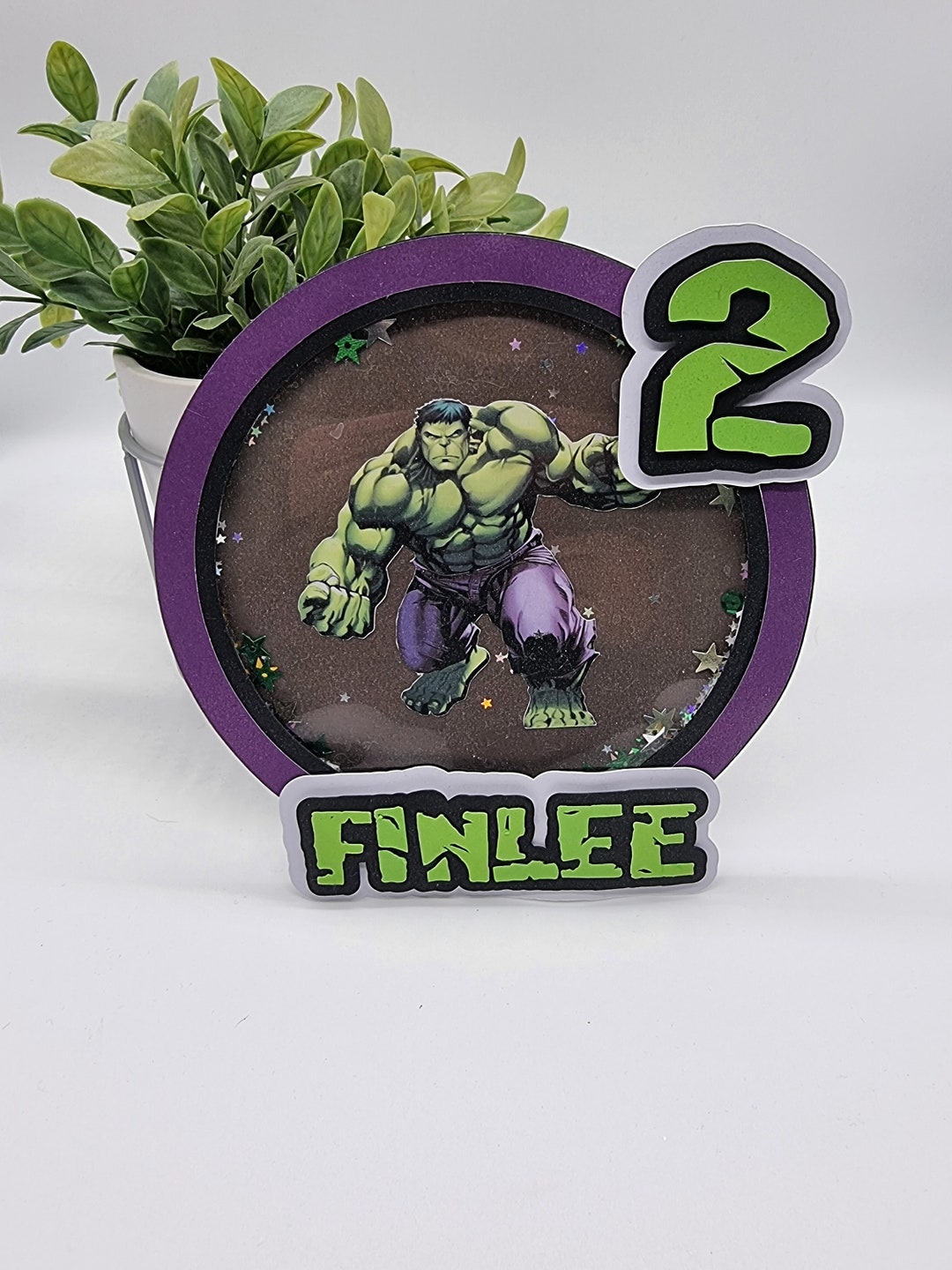 Personalised Hulk Themed Cake Topper. Glitter Shaker. - Etsy