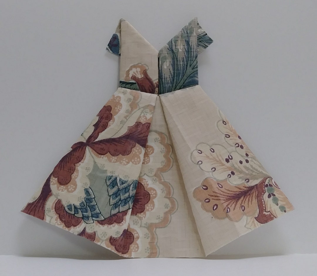 Vestido Origami, Tela Rust Flower Blue - Etsy España