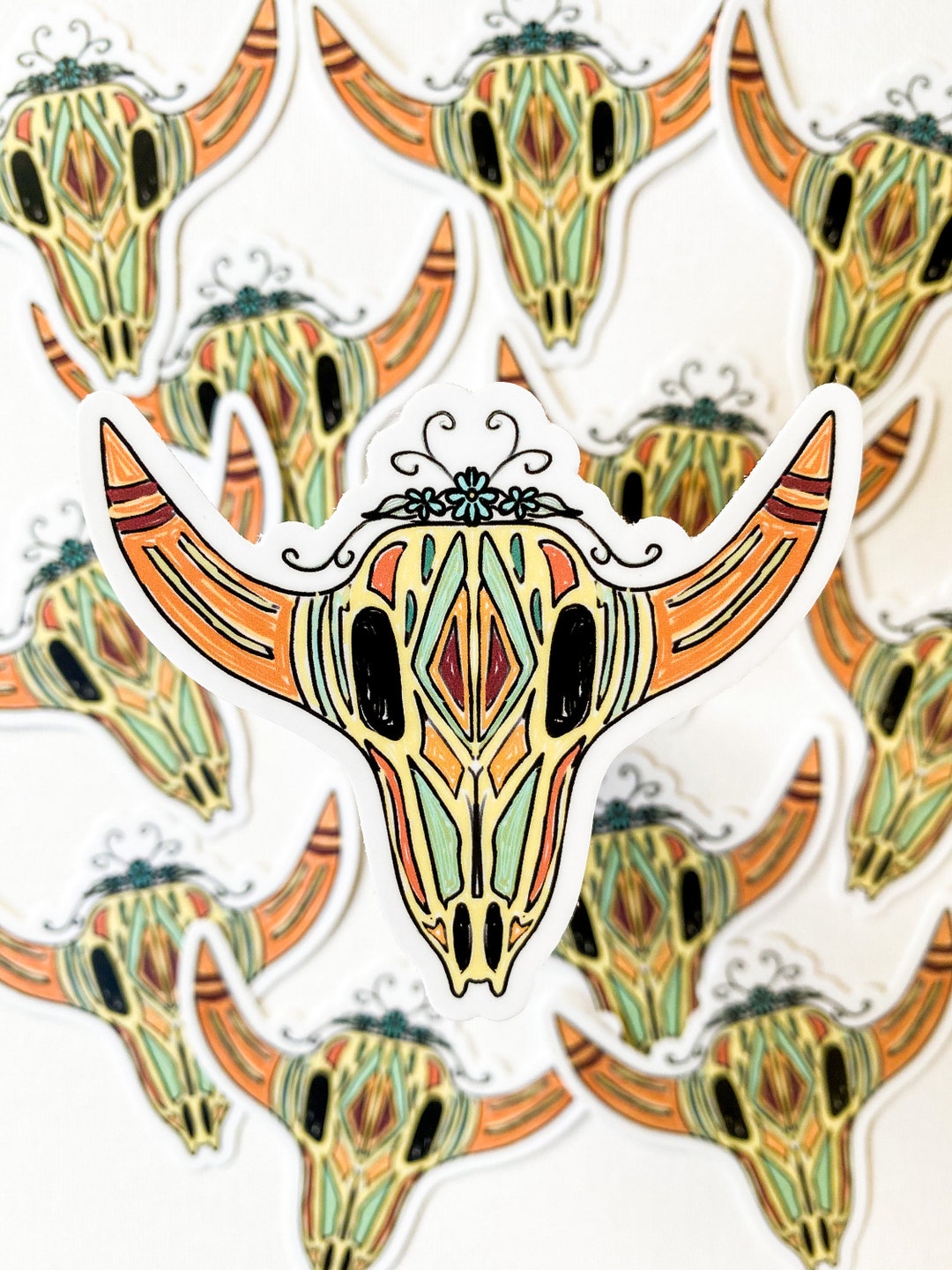 Cow Skull Vinyl Die Cut Sticker - Etsy