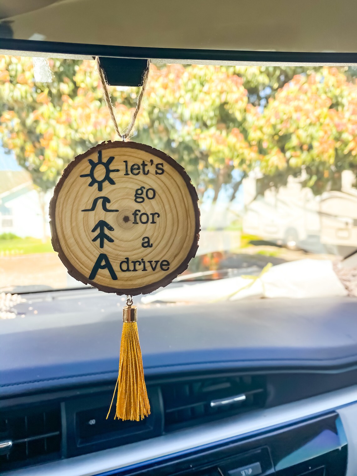 Customizable Wood Slice Car Charms W/ Tassel - Etsy
