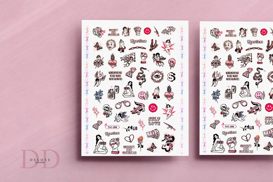 Cash Money Nail Stickers Nail Art Pink Dollar Spliff Fire Snake ...