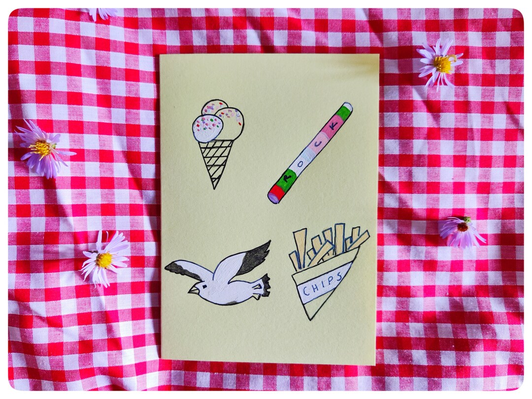 Retro Kitsch Seaside Nostalgia Hand Painted Greeting Card - Etsy