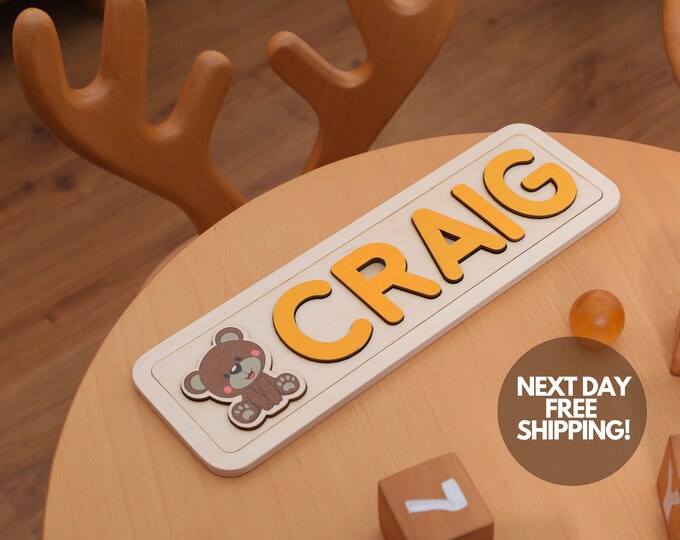 Name Puzzle, Christmas Gift for Baby Girl, Wooden Toy, Personalized ...