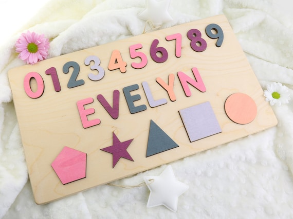 Personalized Name Puzzle With Shapes Baby Toddler Kids - Etsy