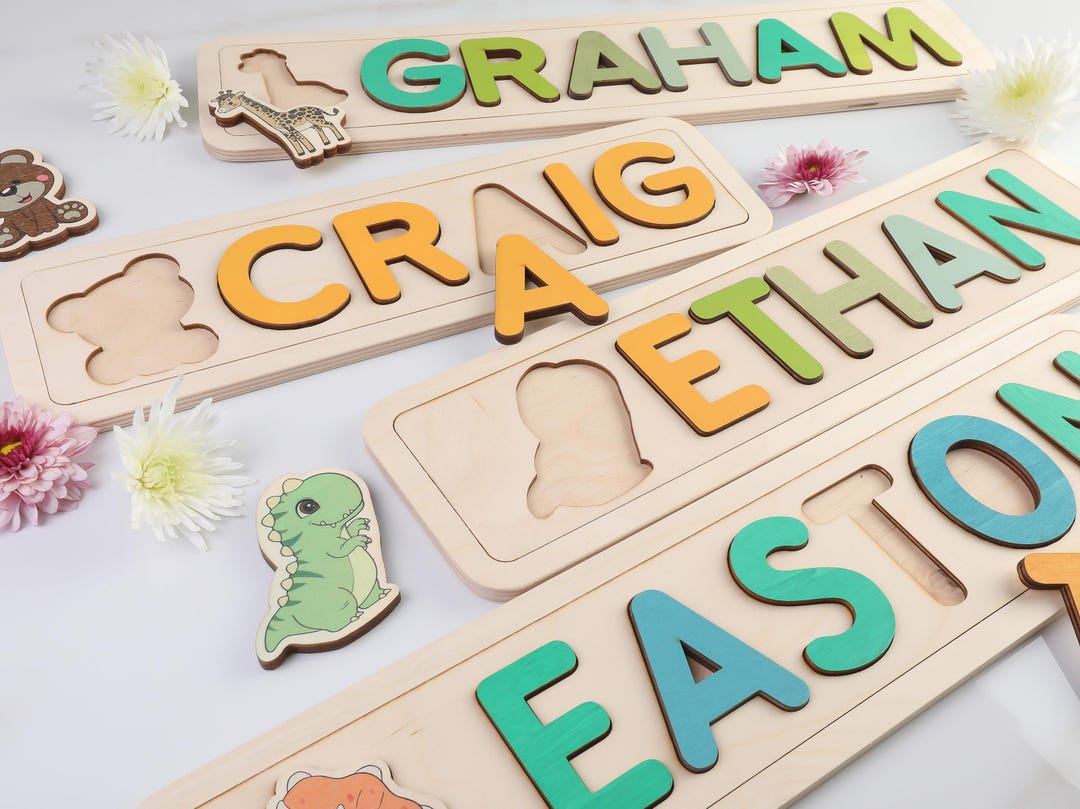 Dinosaur Name Puzzle | Dinosaur First Birthday Gift | Dinosaur Nursery ...