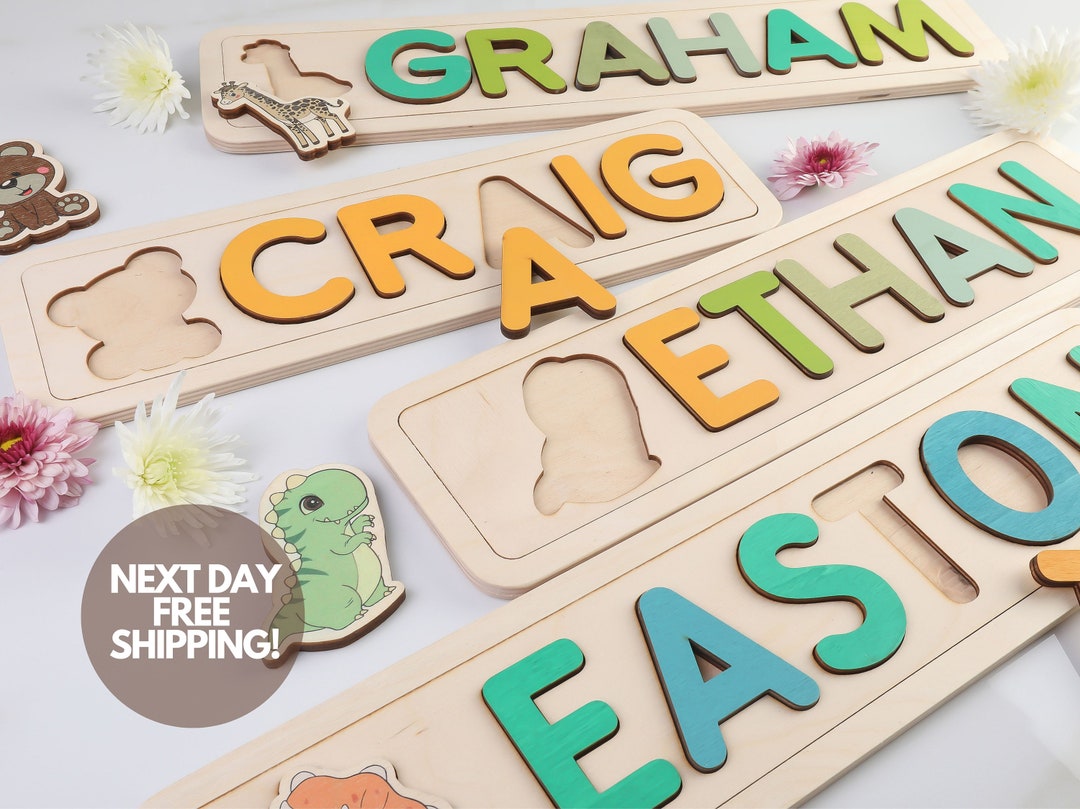 Christmas Name Puzzle, Personalized Wooden Name Puzzle, Gift for ...