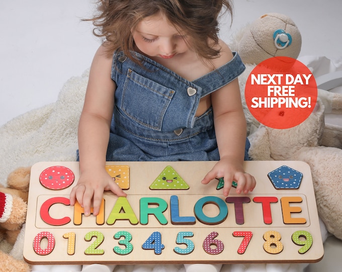 Name Puzzle Personalized Made in USA Raised Letters Wooden Educational ...
