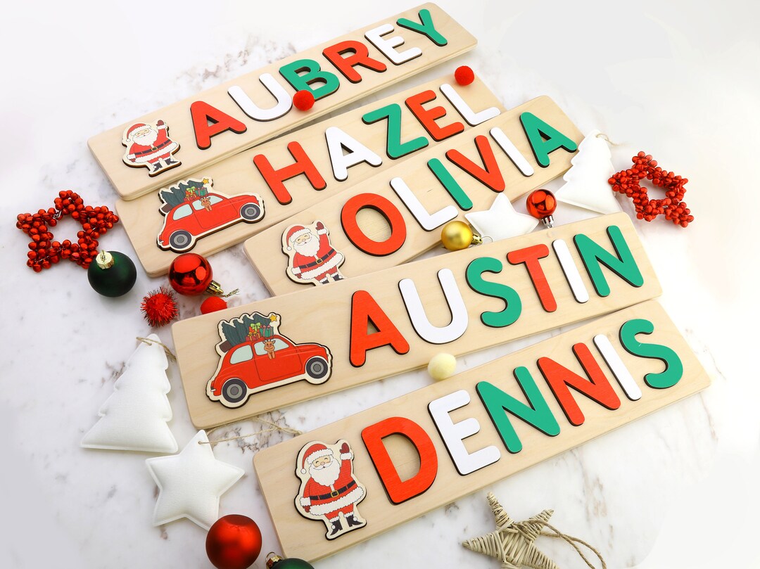 Santa Name Puzzle, First Christmas Gift, Rainbow Name Puzzle, Gift for ...
