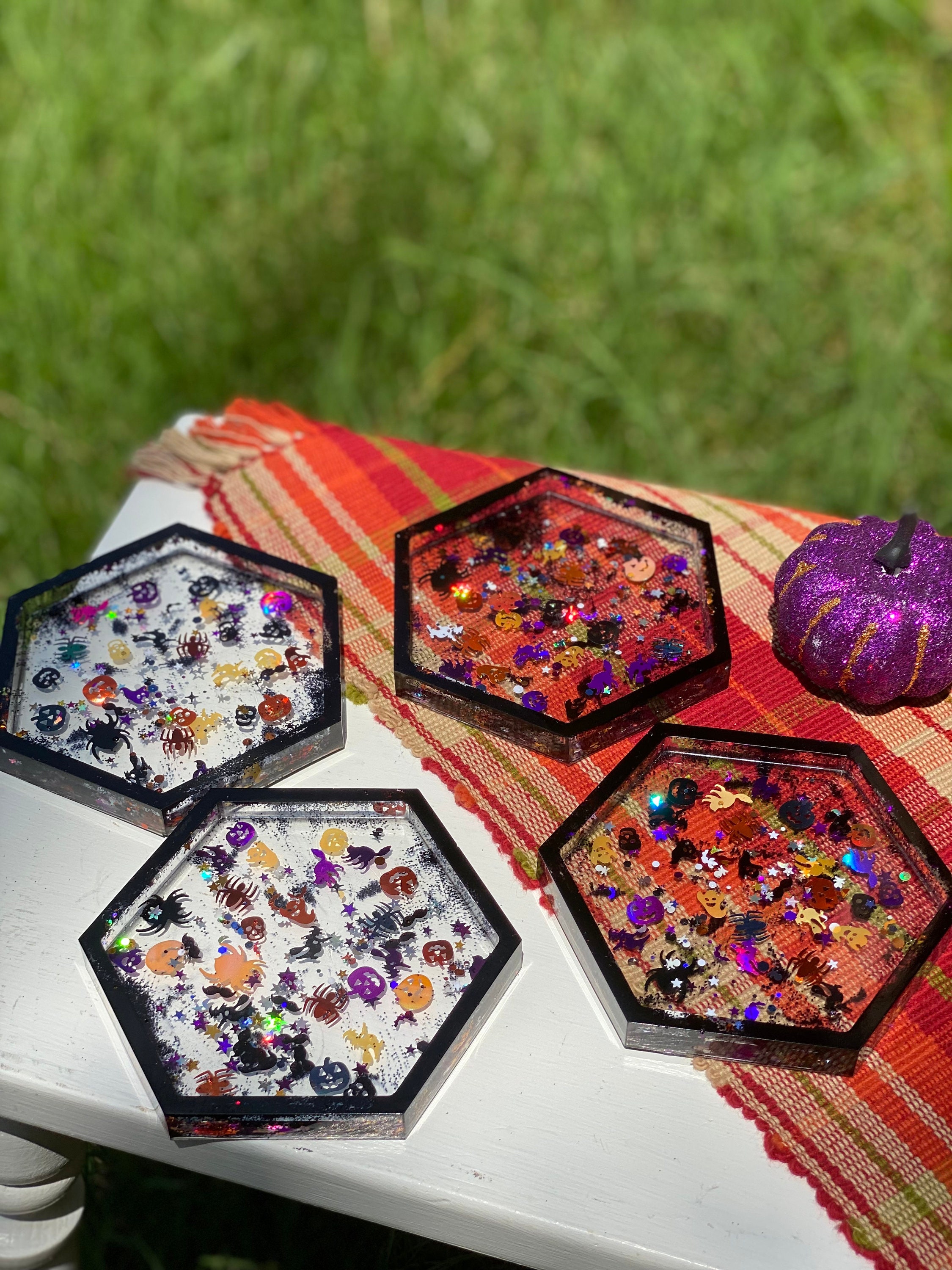 Halloween Octagon Resin Coasters - Etsy