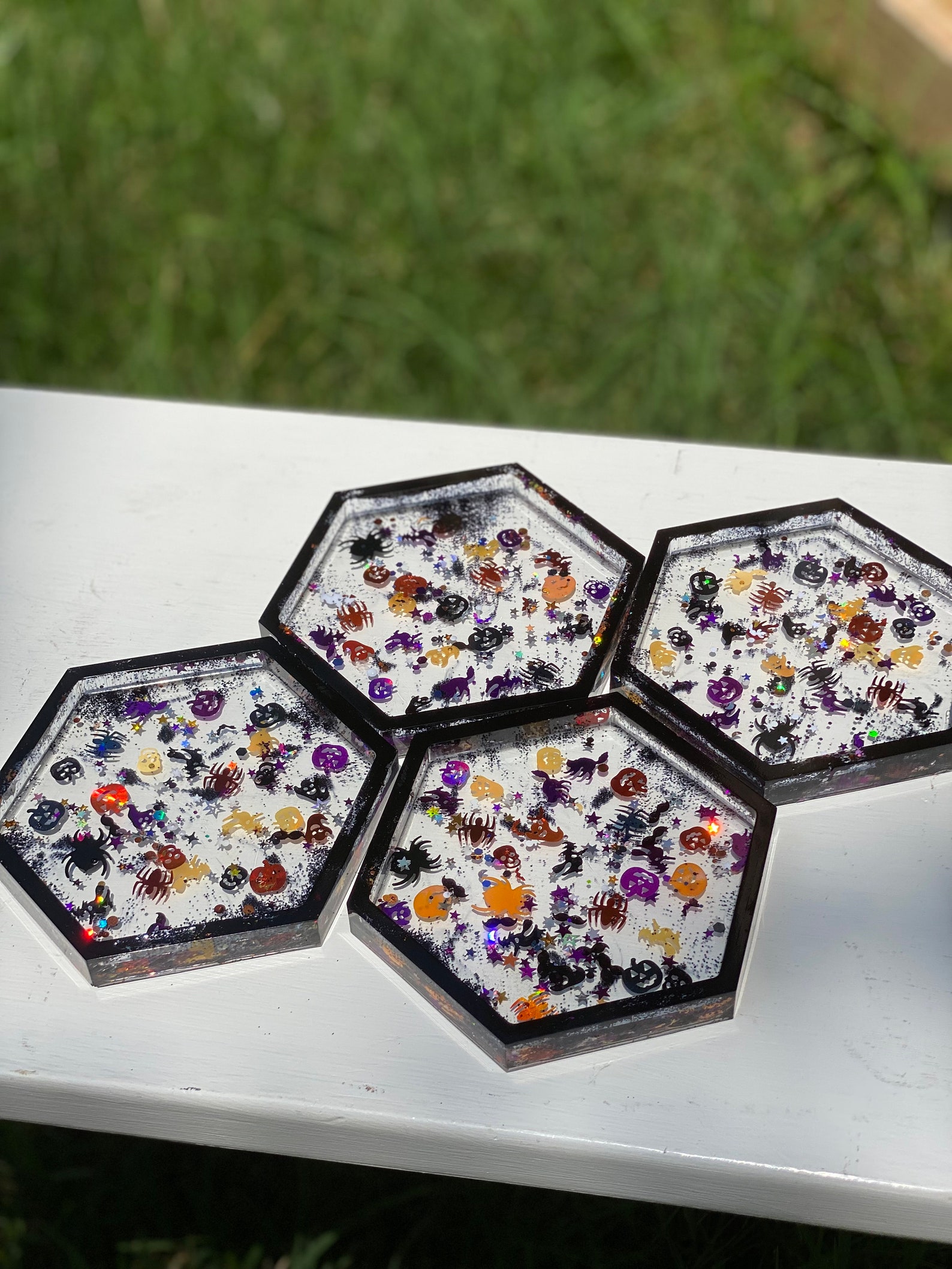 Halloween Octagon Resin Coasters - Etsy