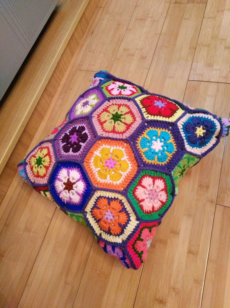 Handmade Crochet /granny Square Cushion Cover / Home Hecor / - Etsy Handmade Crochet /granny Square Cushion Cover / Home Hecor / - Etsy