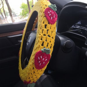 Crochet Strawberry Car Steering Wheel Cover,strawberry Safety Steering ...