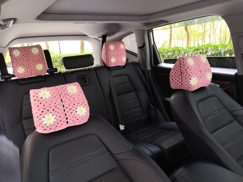 Headrest Coverscrochet Daisy Headrest Coverssteering Wheel - Etsy