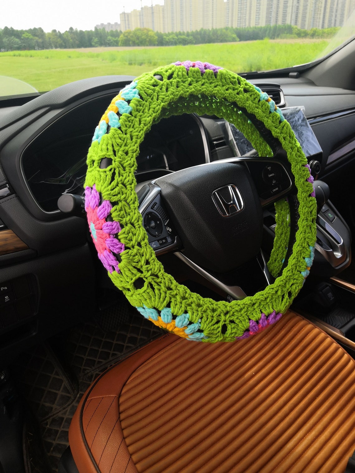 COLORFUL Steering wheel cover Crochet steering wheel cover | Etsy