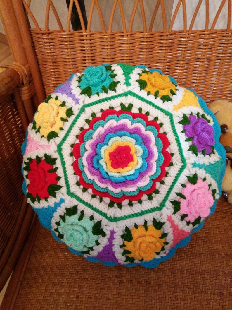 Handmade Crochet granny Square Cushion Covervintage - Etsy Handmade Crochet granny Square Cushion Covervintage - Etsy