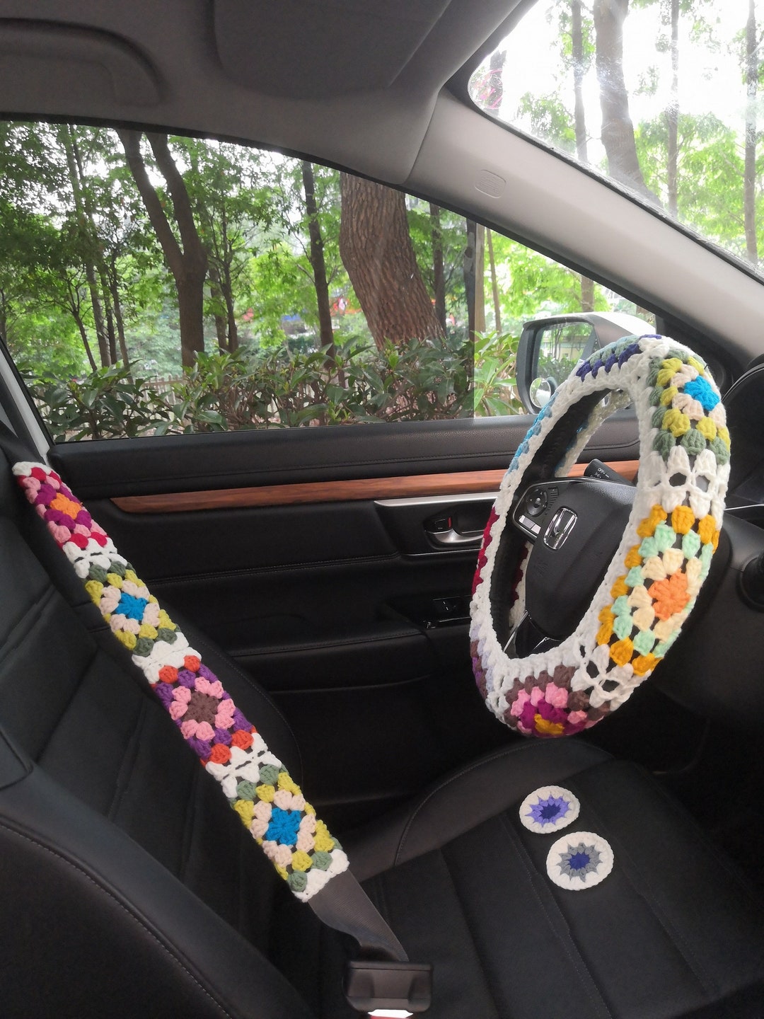 Crochet Granny Square Steering Wheel Cover: Handmade Car Accessory - Etsy
