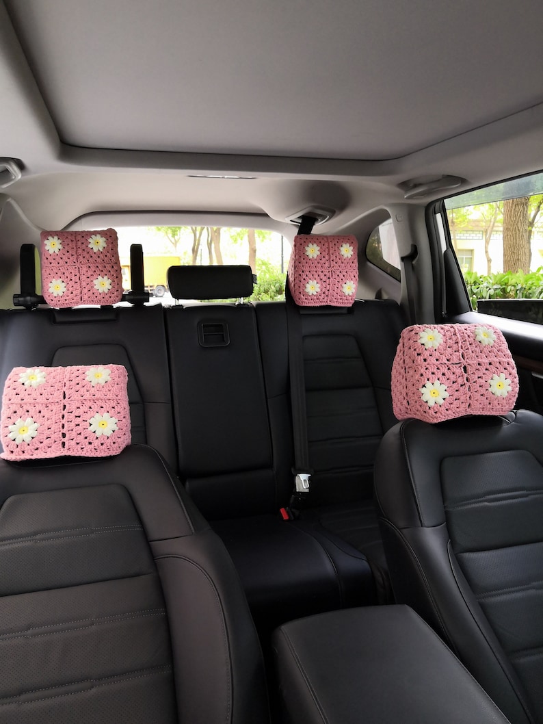Headrest Coverscrochet Daisy Headrest Coverssteering Wheel - Etsy