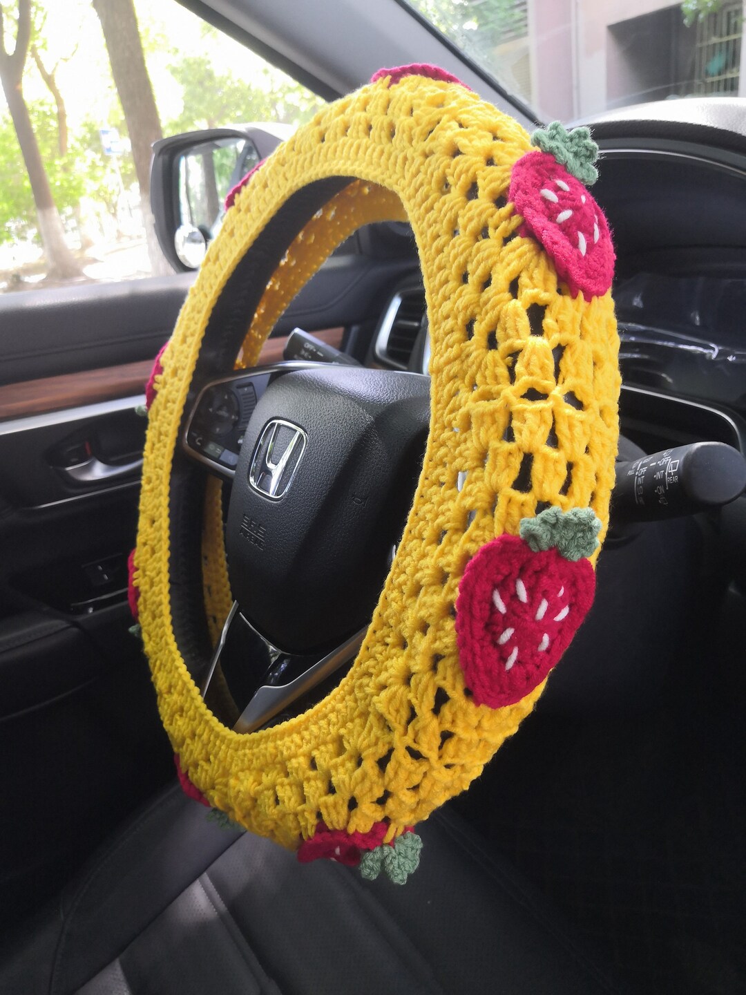 Crochet Strawberry Car Steering Wheel Cover,strawberry Safety Steering ...