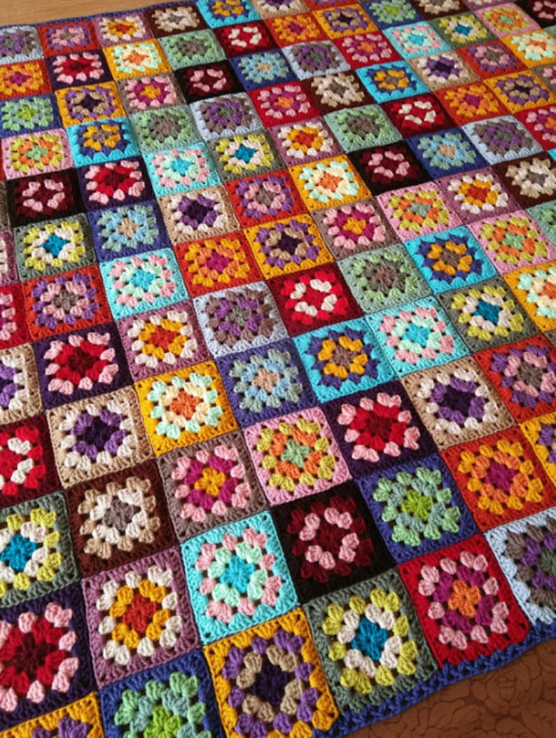 Granny Squares Blanket granny Square Afghancrochet Granny | Etsy Canada