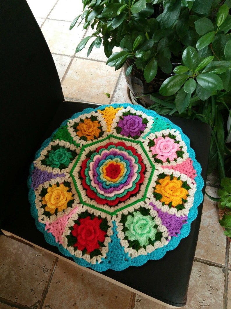 Handmade Crochet granny Square Cushion Covervintage - Etsy Handmade Crochet granny Square Cushion Covervintage - Etsy