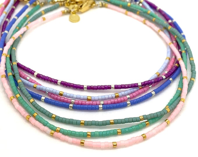 Multicolored Dainty Beaded Anklet, Colorful Anklet, Seed Bead Anklet ...