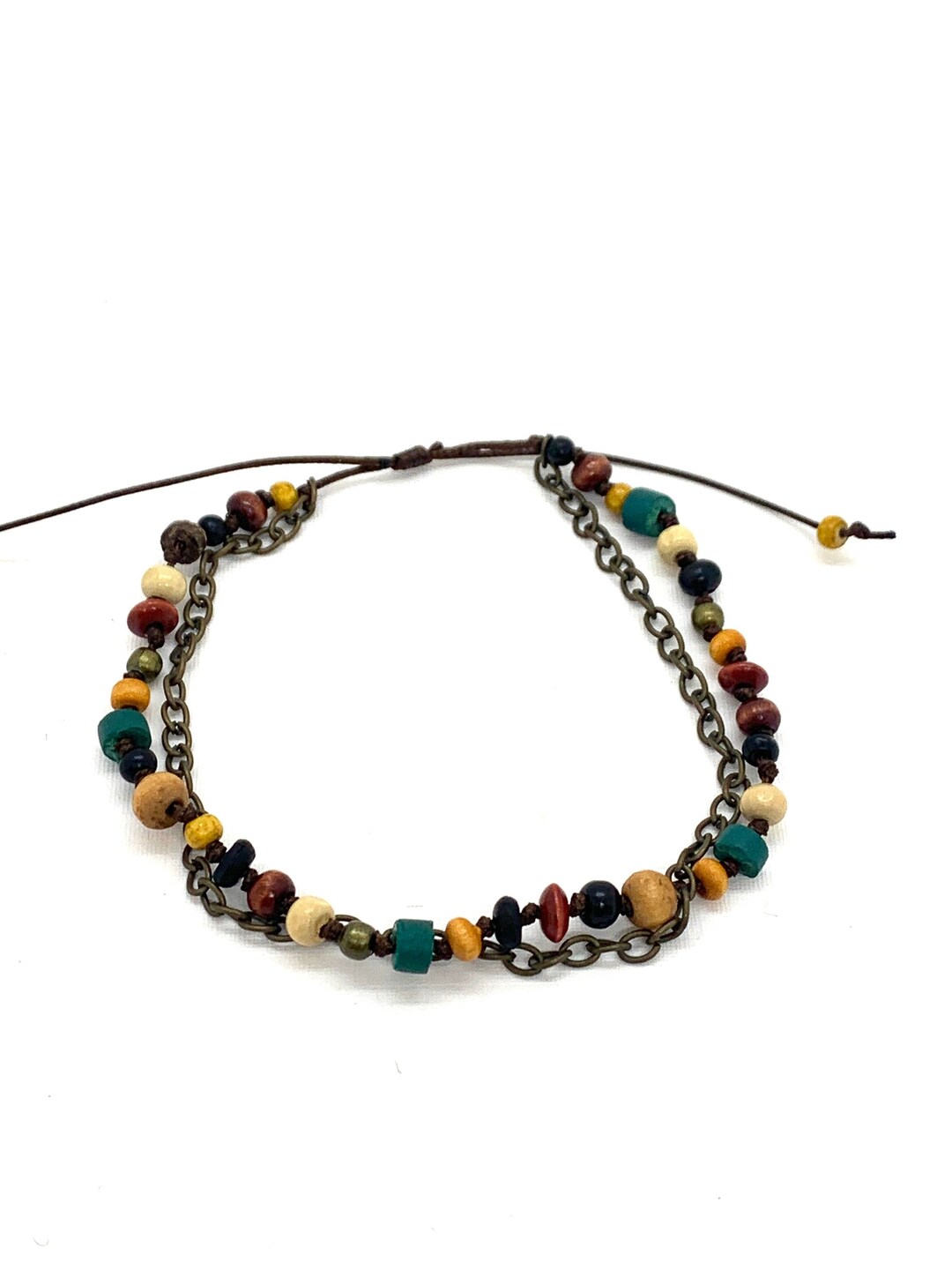 Boho Layered Anklets for Women Wooden Bead and Chain Knotted Ankle ...