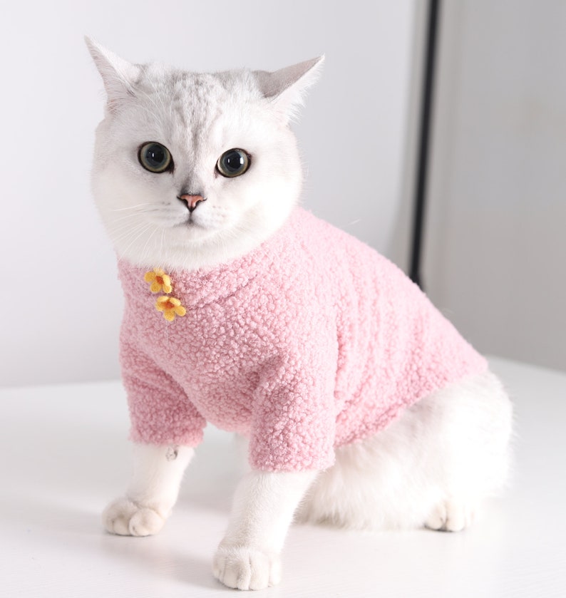 Costom-made Cute Cat Clothes Pink Autumn Winter Pet Clothing for Kitty ...