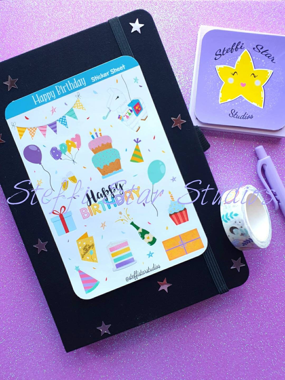 Happy Birthday Stickers Bullet Journal Stickers Planner Stickers Bujo ...